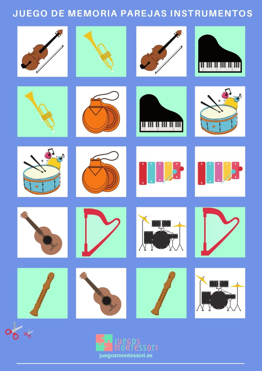 Juegos de buscar parejas iguales | JUEGOS MONTESSORI