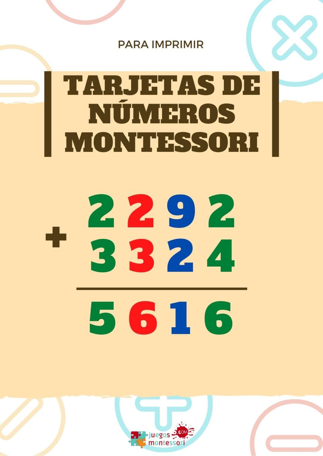 Tarjetas de números Montessori para imprimir | PDF del 1 al 9000 ...