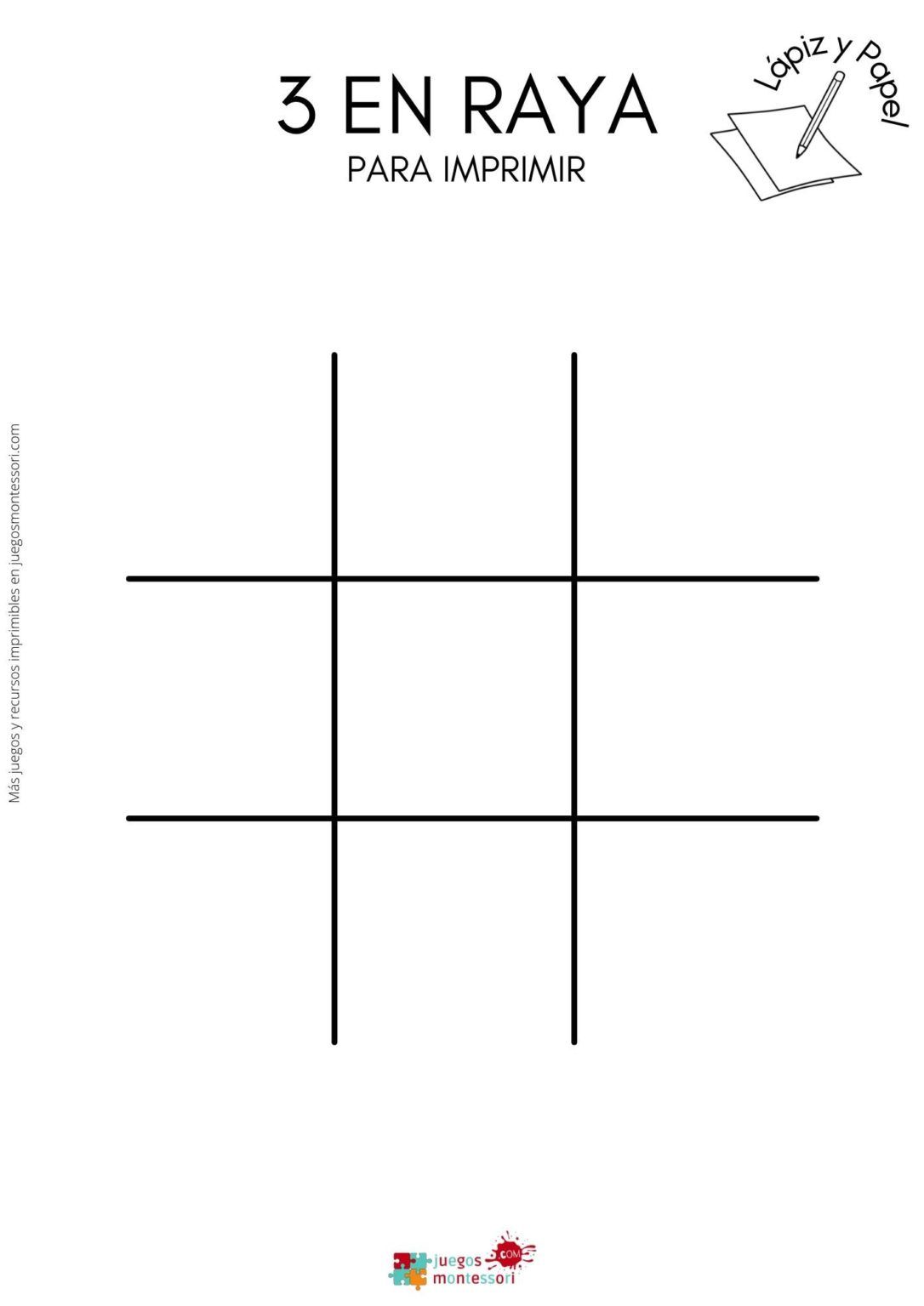 Tablero 3 en RAYA para Imprimir en PDF | JUEGOS MONTESSORI